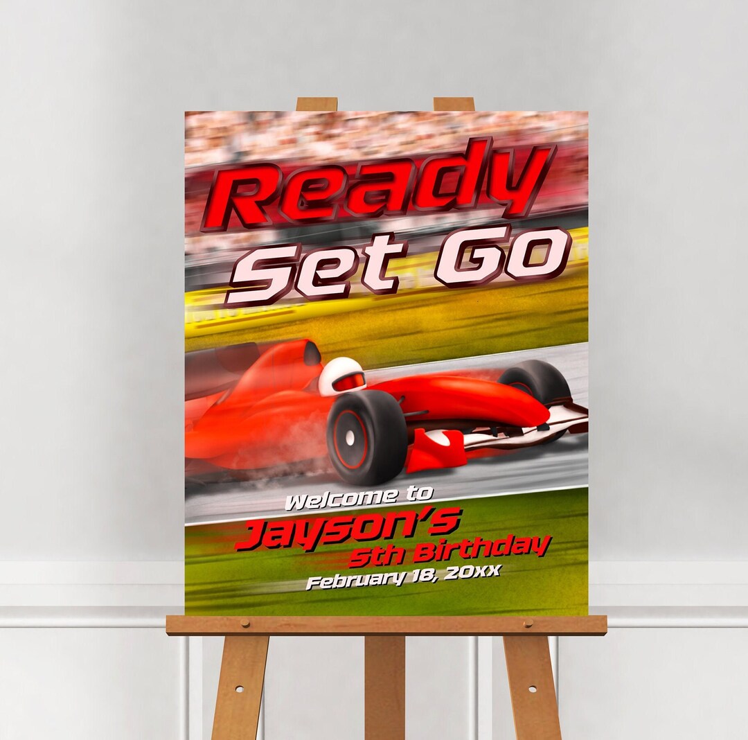 Ready Set Go - Racing - Car - Digital Editable Boy Birthday Welcome ...