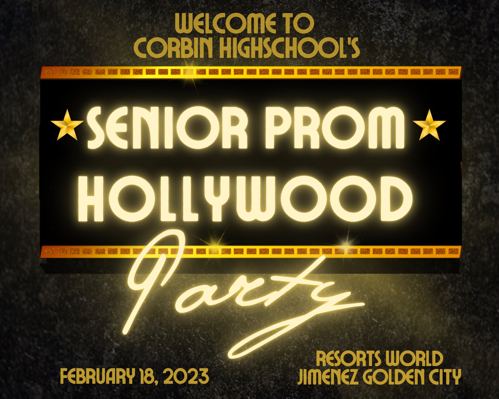 Hollywood Party Welcome Sign Prom Night Digital Canva Template - Etsy