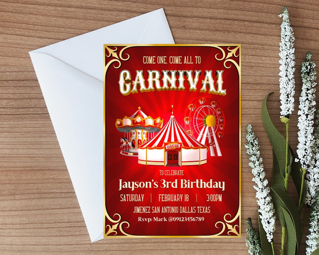 Carnival Invitation Canva Template - Etsy