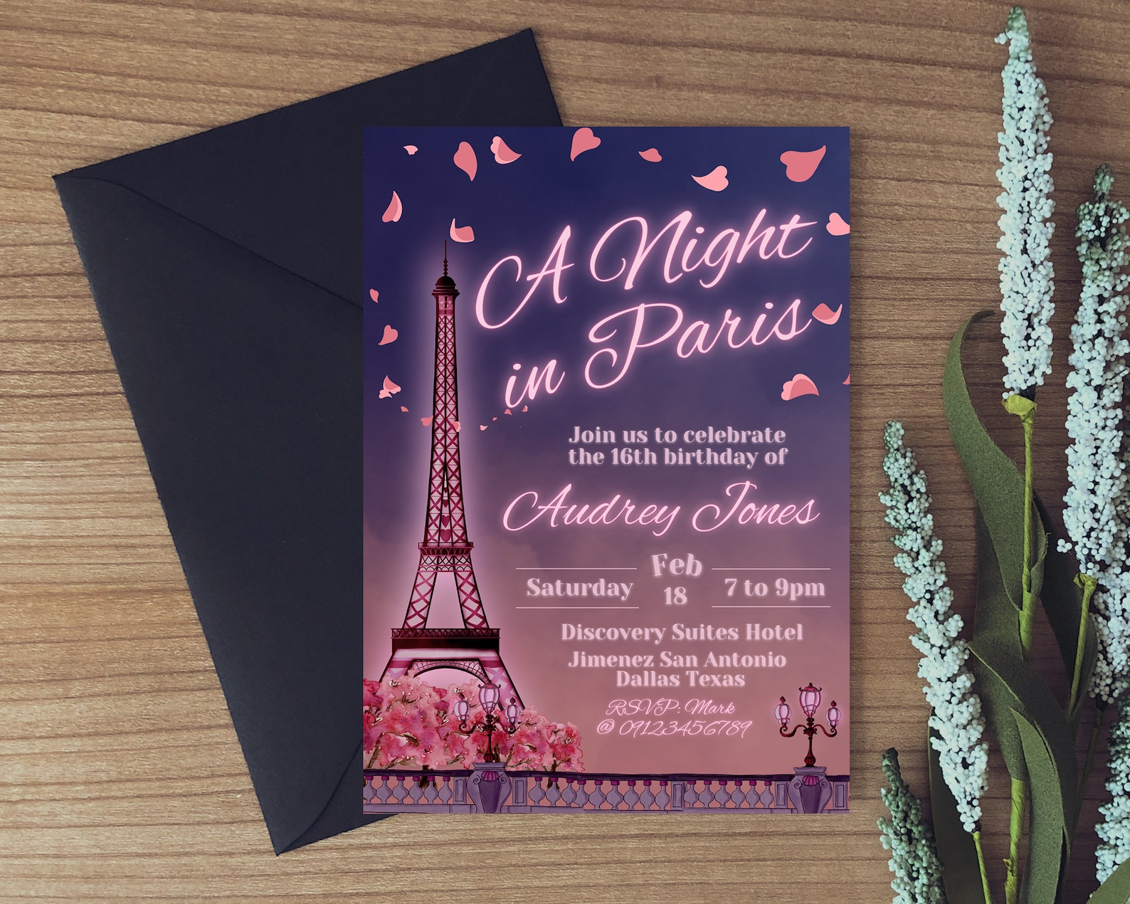 A Night in Paris Ooh La La Madamoiselle Eiffel Tower Paris Digital ...