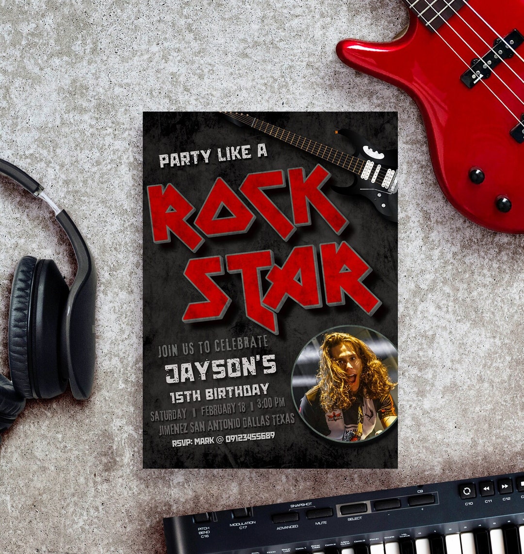 Rockstar Birthday - Rockstar Themed - Rocker Digital Editable ...