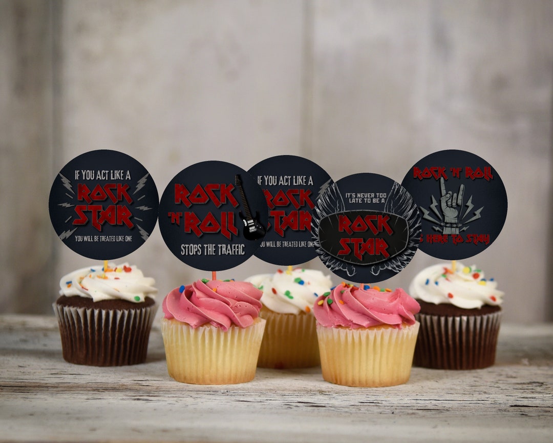 Rocker - Rock and Roll - Rockstar Cupcake Topper Digital Canva Template ...
