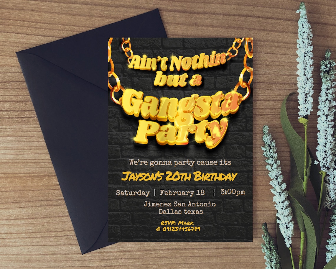 Gangsta Party - Hiphop Theme Invitation Canva Template - Etsy