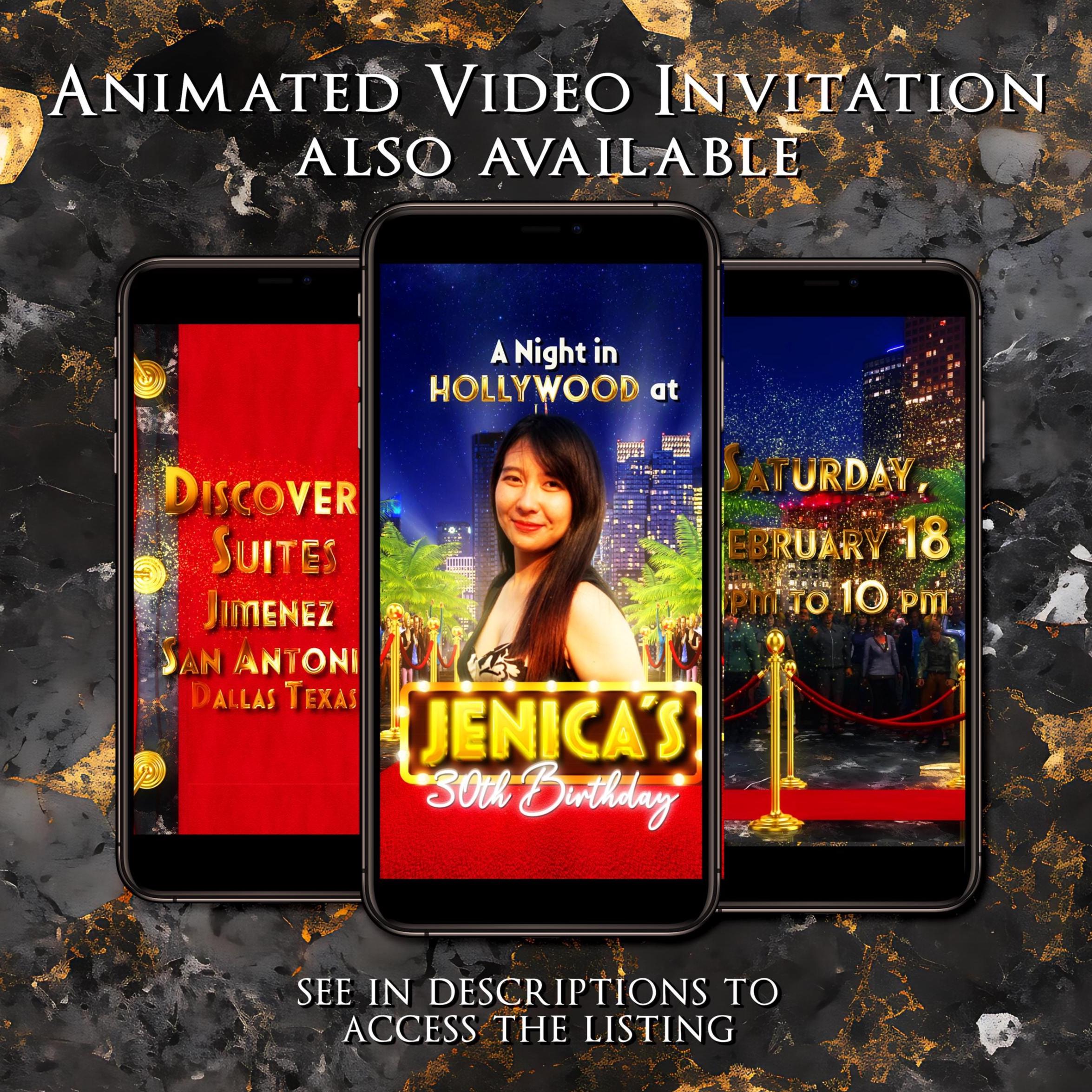 Hollywood Party Invitation Canva Template - Etsy