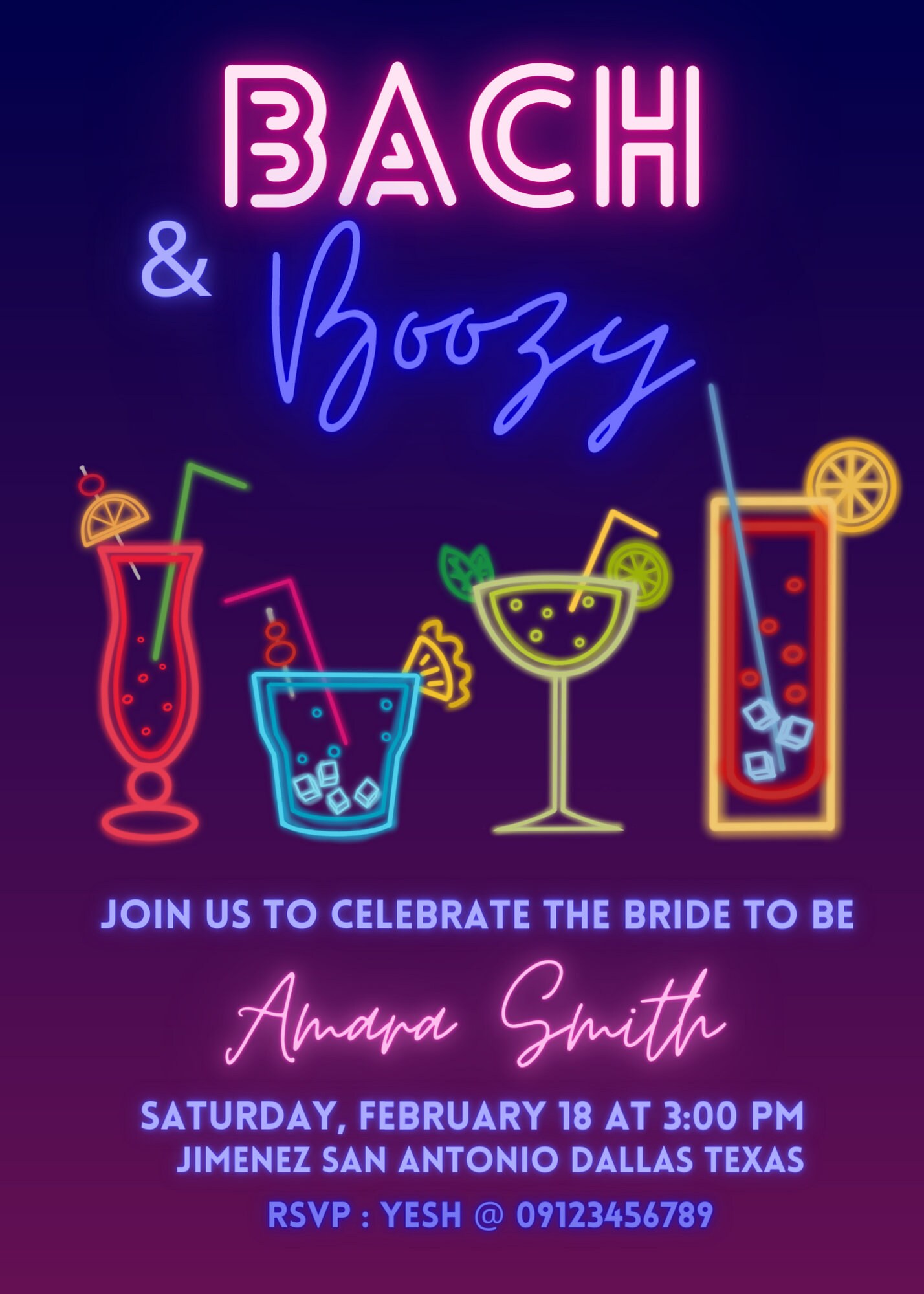 Bach and Boozy Bachelorette Digial Editable Invitation Canva Template ...