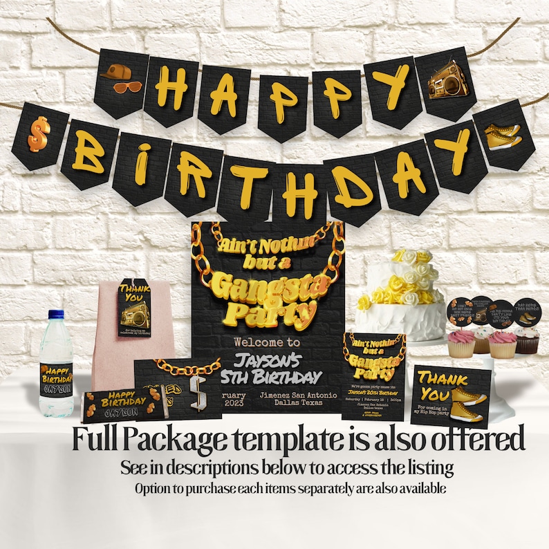 Gangsta Party - Hiphop Theme Welcome Sign Editable Digital Canva ...
