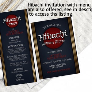 Hibachi Birthday Dinner Invitation Canva Template - Etsy