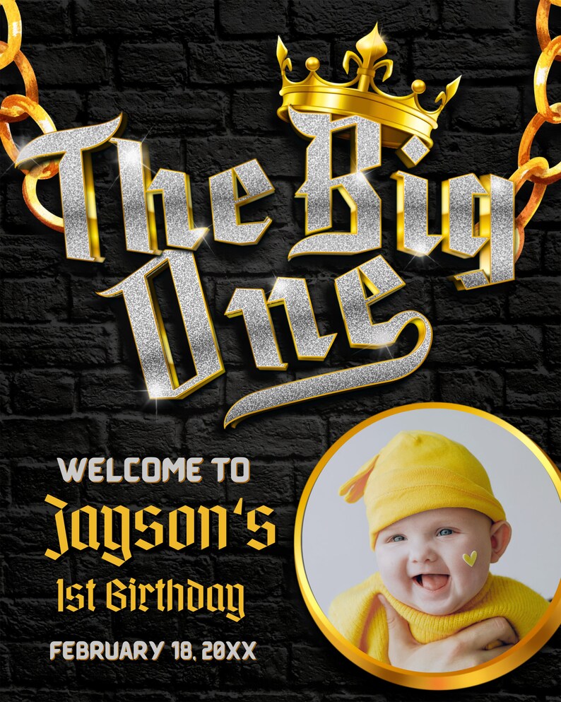 The Big One Hip Hop Biggie Small Welcome Sign With Picture Editable ...