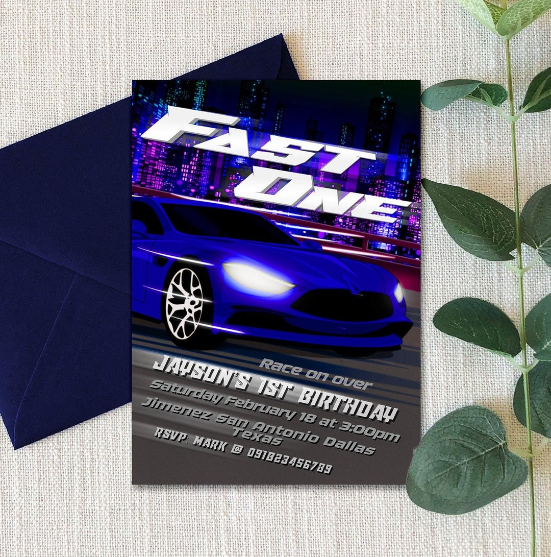 Fast One - Racing - Car - Digital Invitation - Canva Template - Etsy