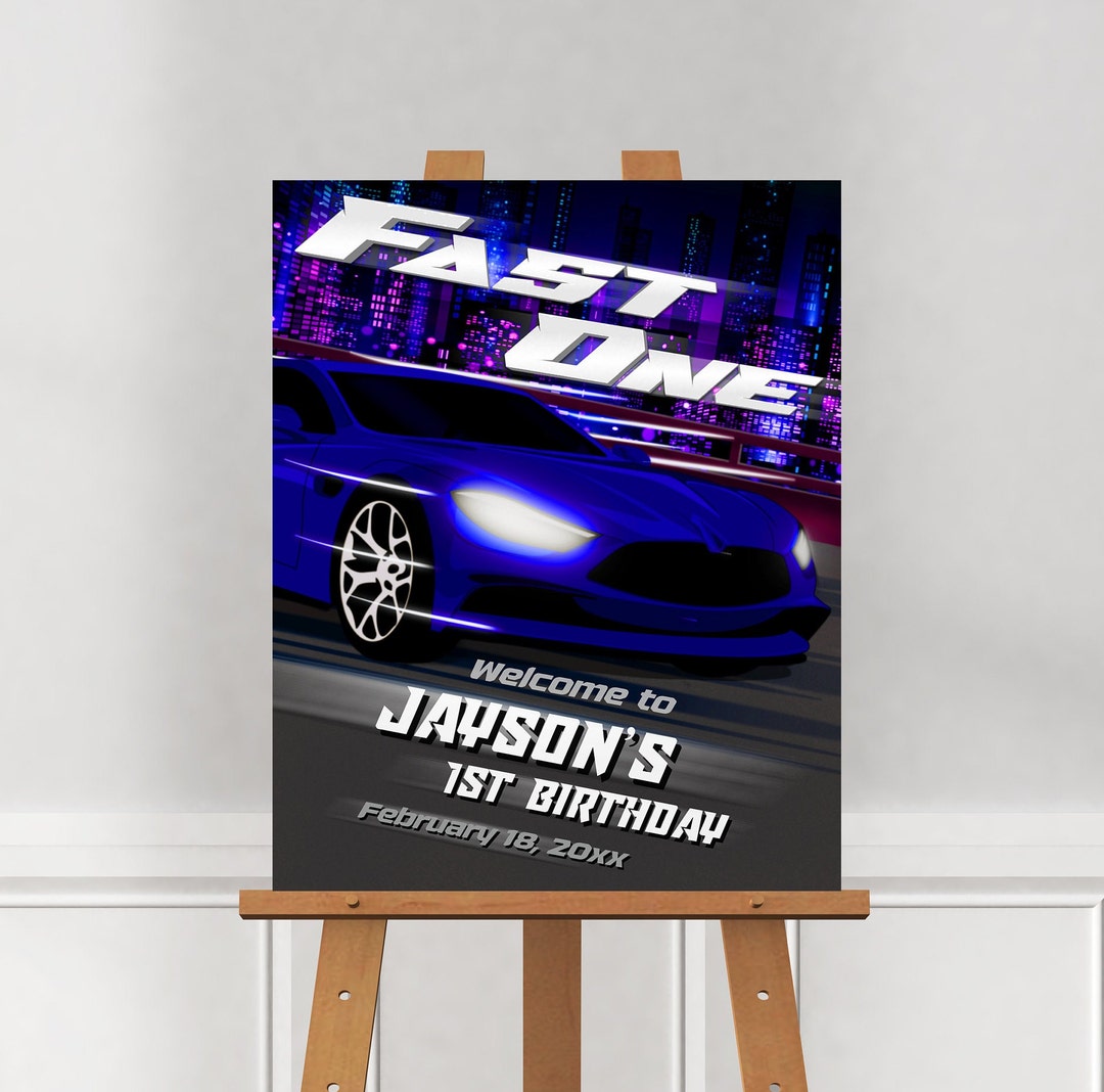 Fast One - Racing - Car - Digital Editable Boy 1st Birthday Welcome ...