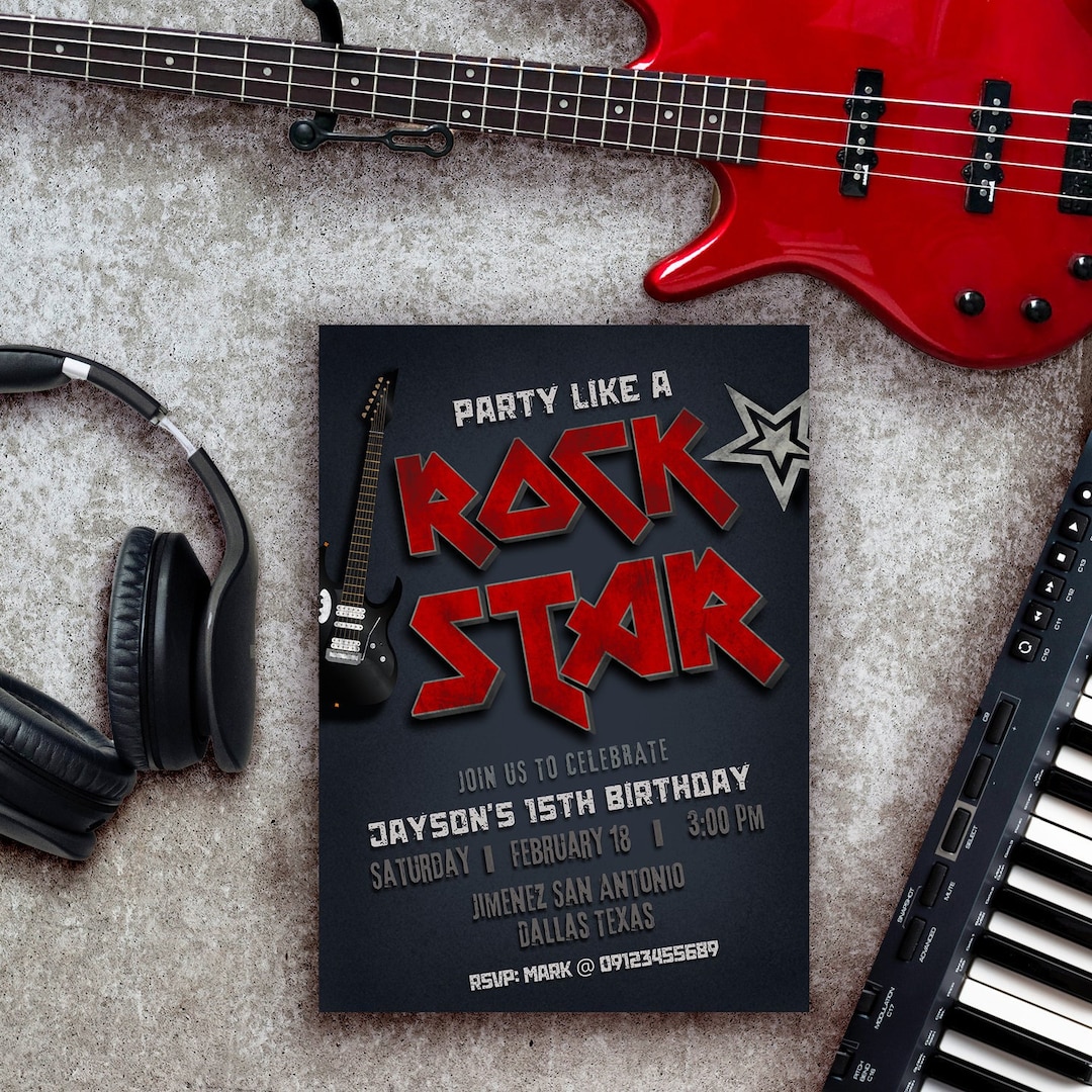 Rockstar Birthday - Rockstar Themed - Rocker Digital Editable ...