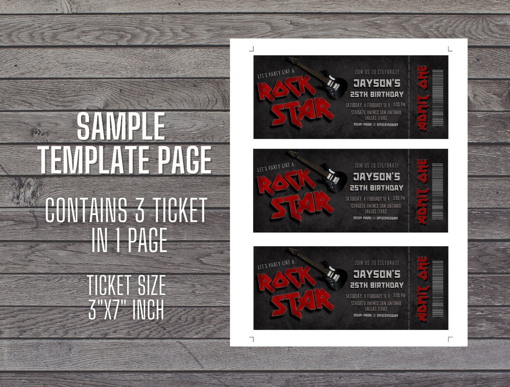 Rockstar Birthday Theme Rocker Digital Editable Invitation Canva ...