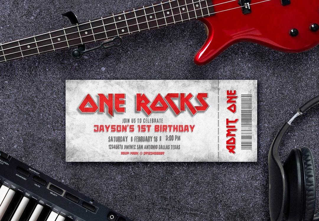 One Rocks - Rocked One Year - Rock and Roll - Boy First Birthday ...