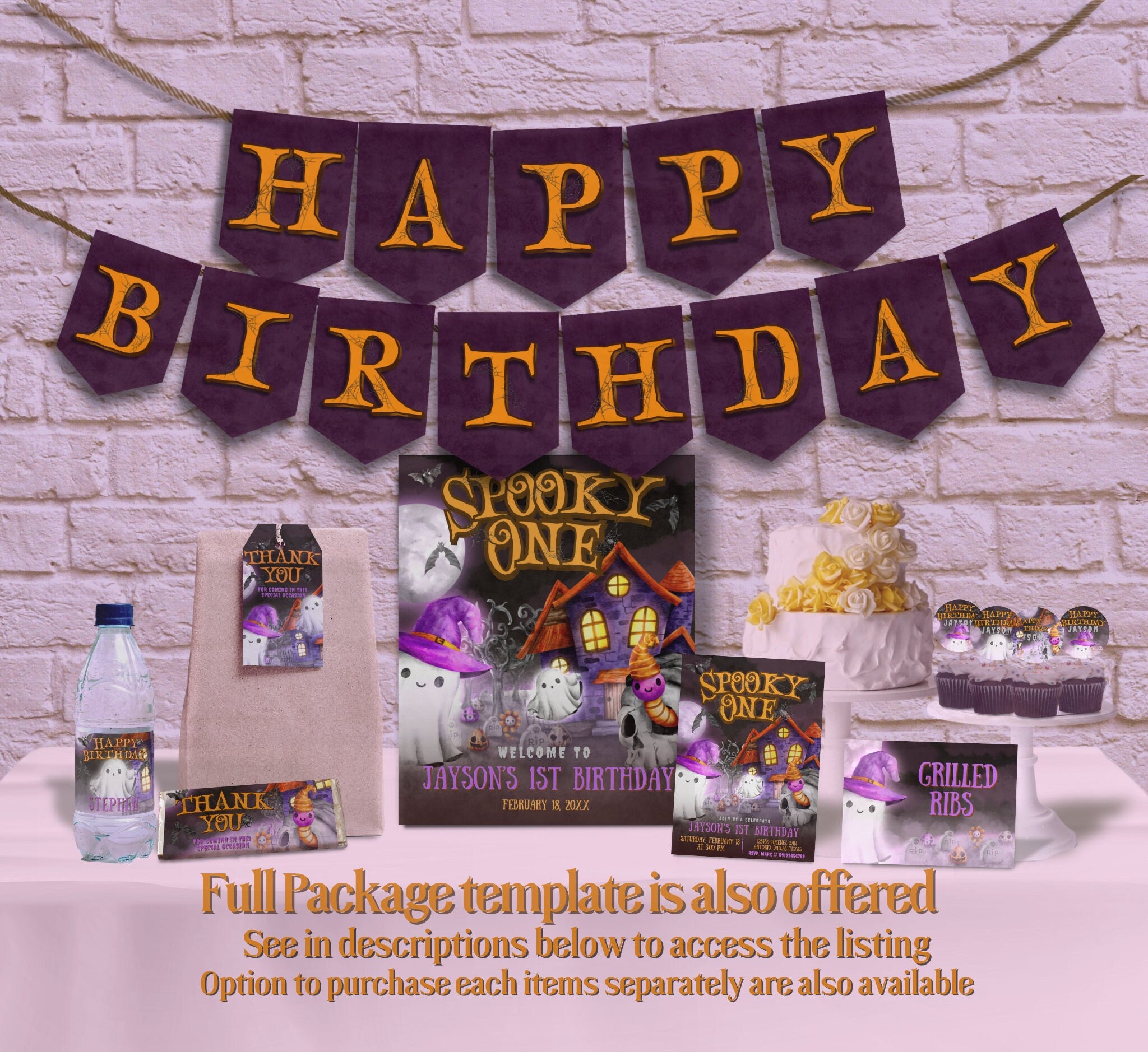 Spooky One Digital Editable Invitation Canva Template Halloween First ...