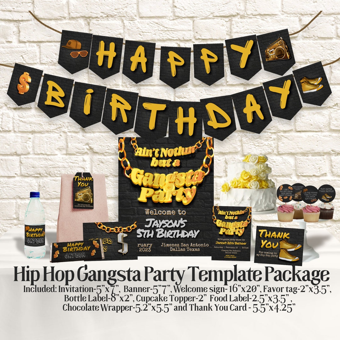 Gangsta Party Hiphop Theme Canva Template Package Bundle - Etsy
