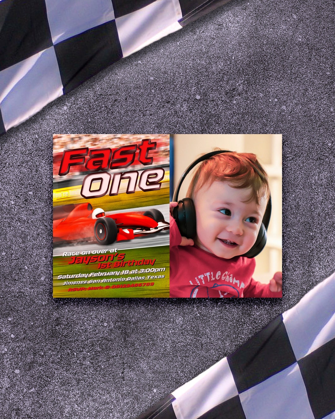 Fast One - Racing - Car - Digital Editable Boy 1st Birthday Invitation ...