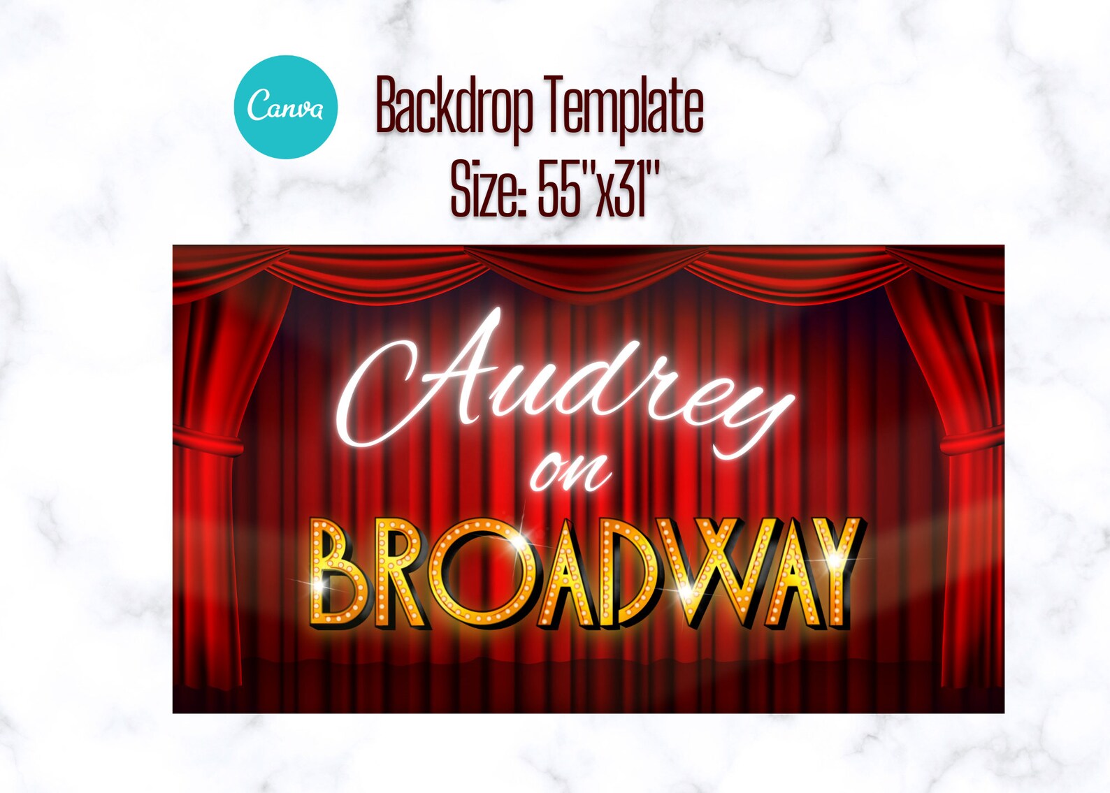 Broadway Theater Digital Backdrop Canva Template - Etsy