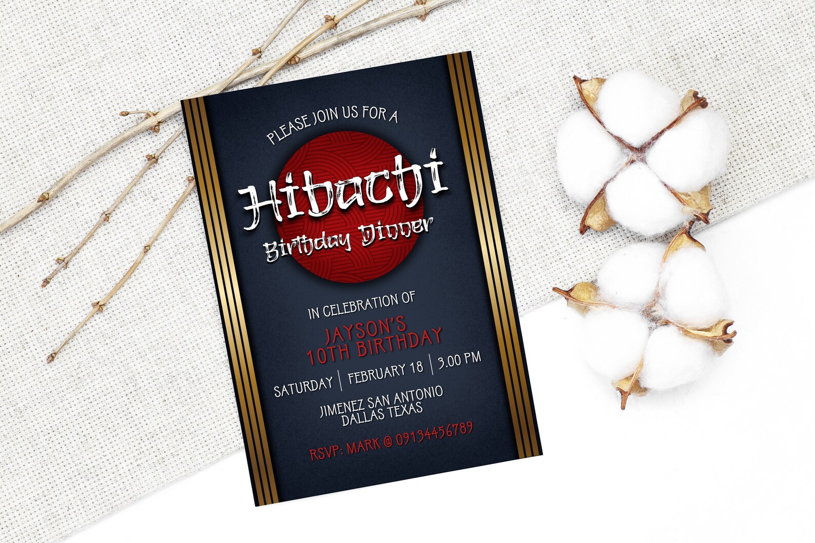 Hibachi Birthday Dinner Invitation Canva Template - Etsy