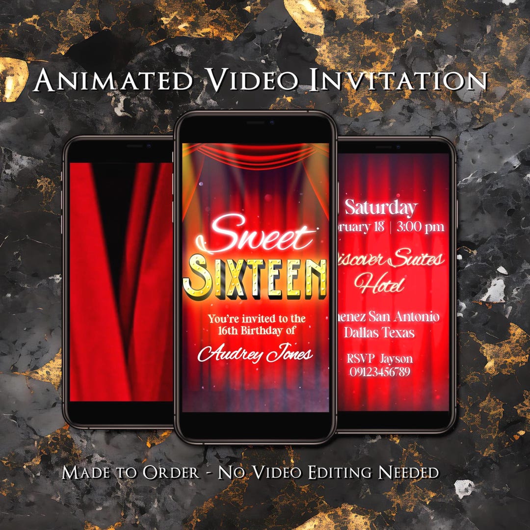 Sweet Sixteen - Broadway - Theater - Digital Animated Video Invitation ...