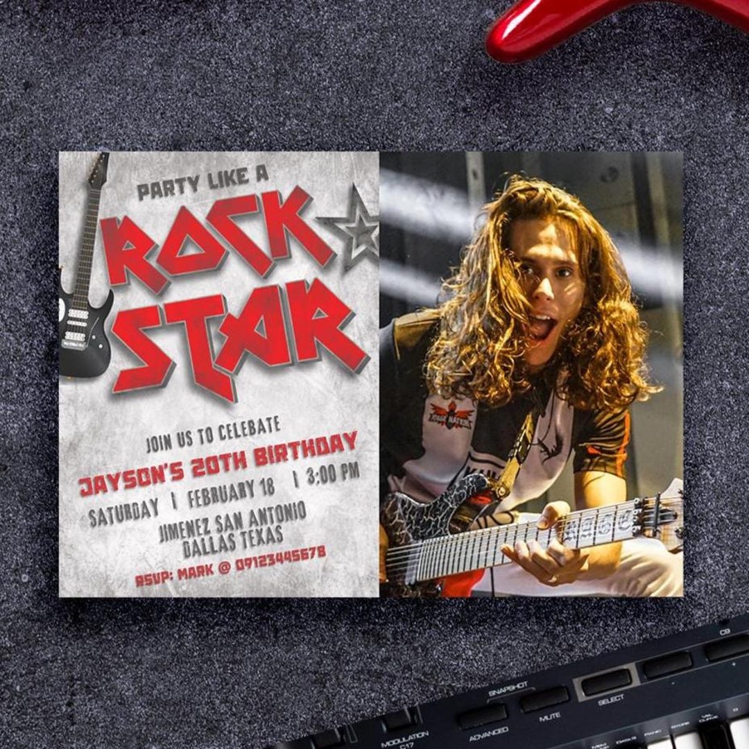 Rockstar Birthday - Rockstar Themed - Rocker Digital Editable ...