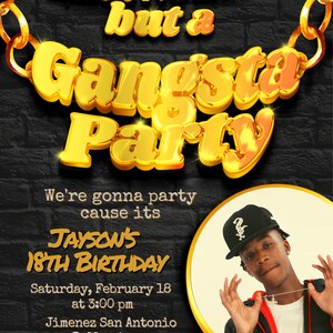 Gangsta Party Hiphop Theme With Picture Invitation Portrait - Etsy