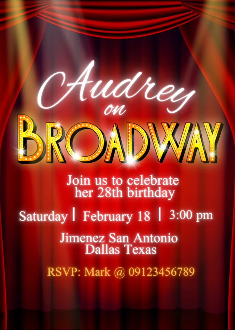 Broadway Theater Digital Invitation Canva Template - Etsy