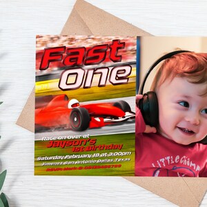 Fast One Racing Car Digital Editable Boy 1st Birthday - Etsy