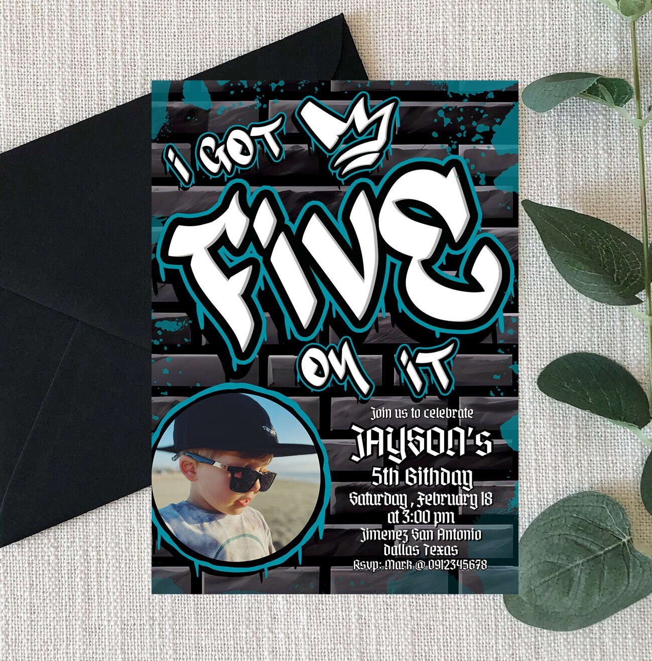 I Got Five on It Digital Editable Invitation With Picture Canva ...