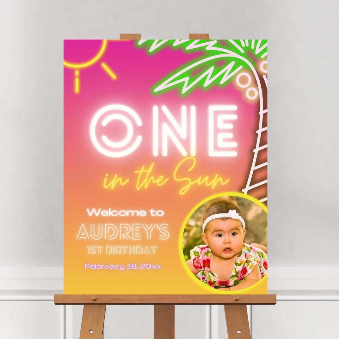 One in the Sun Digital Editable Welcome Sign With Photo Canva Template ...