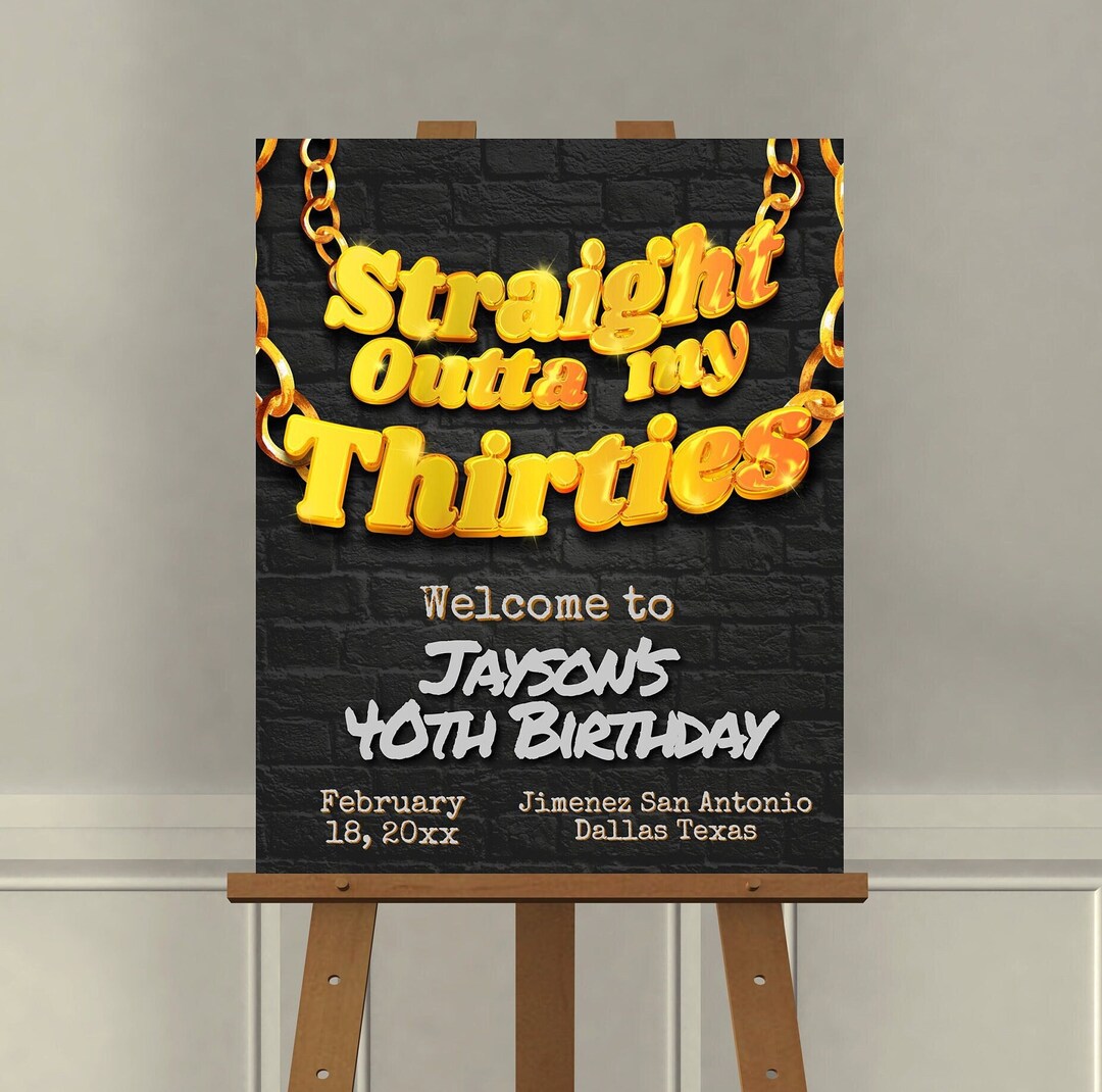 Straight Outta My Thirties Digital Editable Welcome Sign Canva Template ...