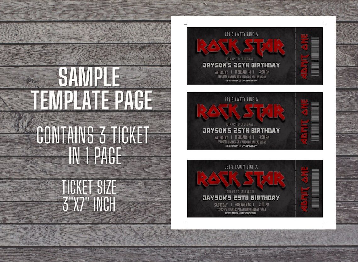Rockstar Birthday Theme - Rocker Digital Editable Invitation Canva ...