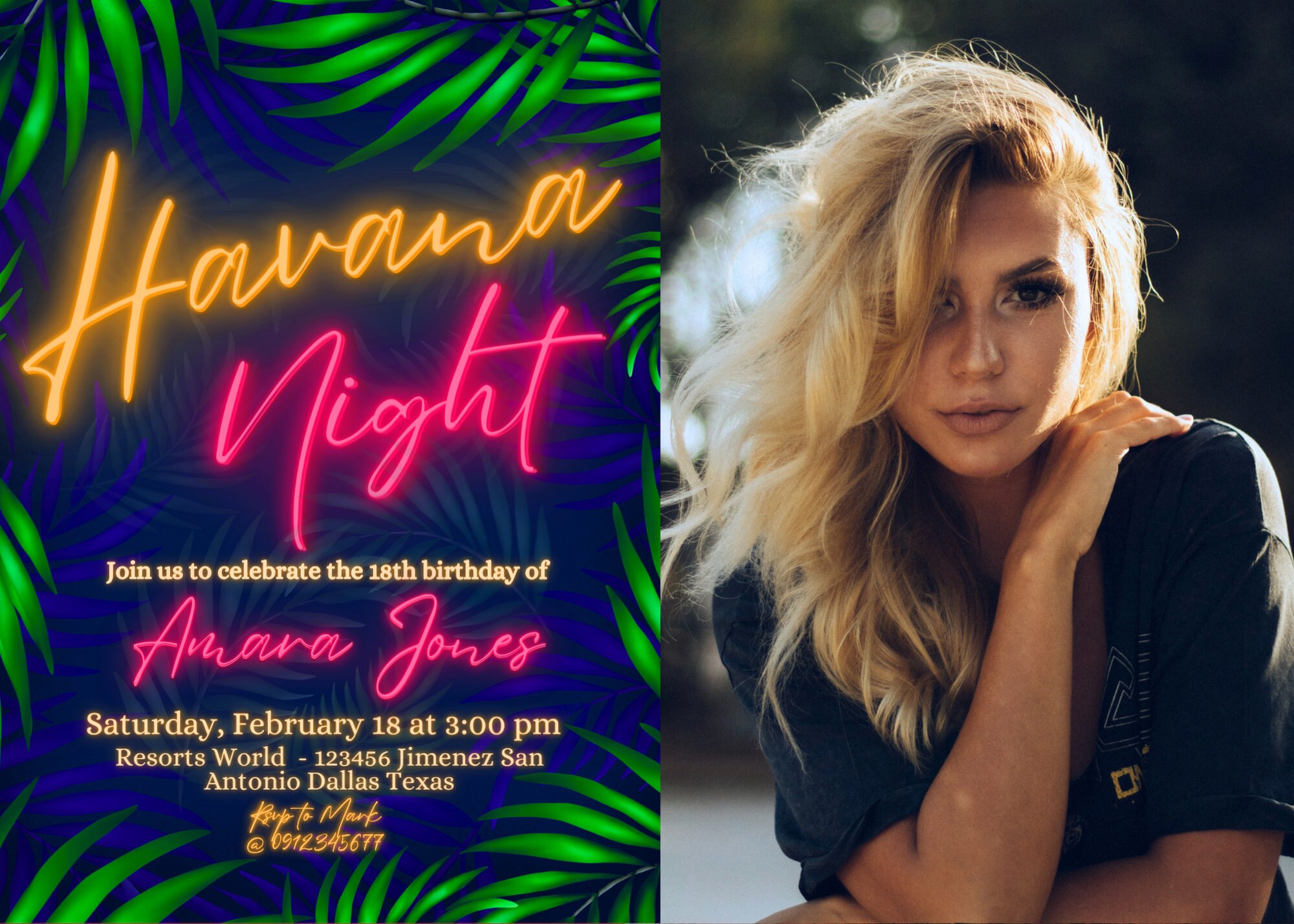 Havana Night Tropical Birthday Summer Cuban Invite With - Etsy