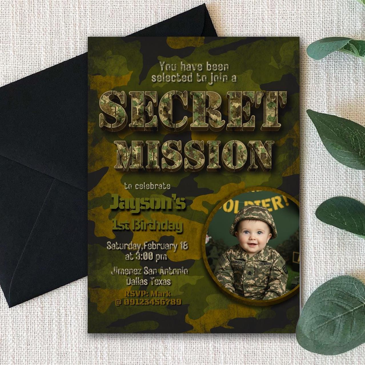 Army - Military - Soldier - Boy Digital Editable Invitation With Photo ...