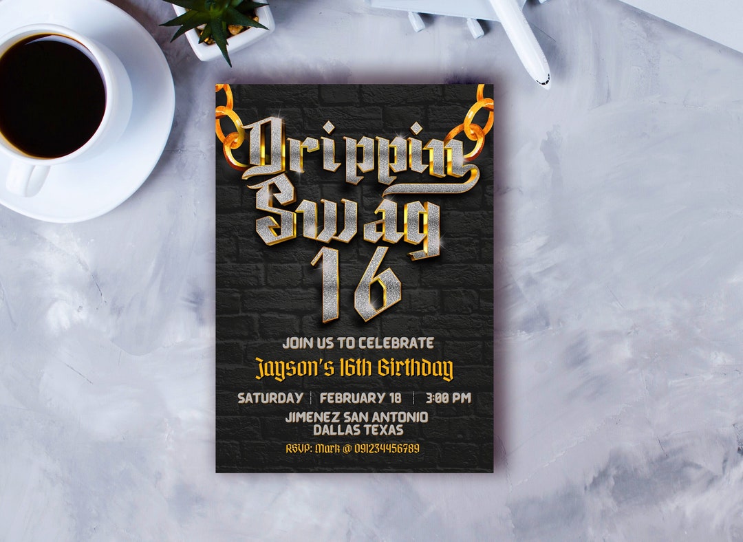 Drippin Swag 16 - Hip Hop Invitation Canva Template - Etsy
