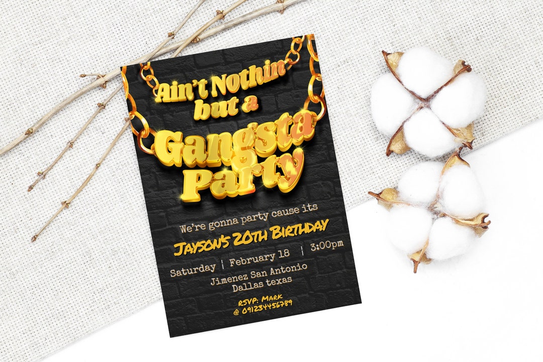 Gangsta Party Hiphop Theme Invitation Canva Template - Etsy