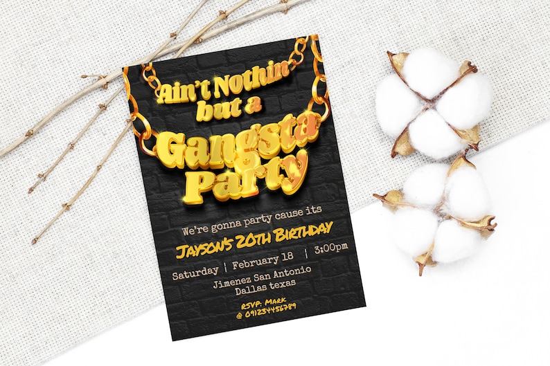 Gangsta Party - Hiphop Theme Invitation Canva Template - Etsy