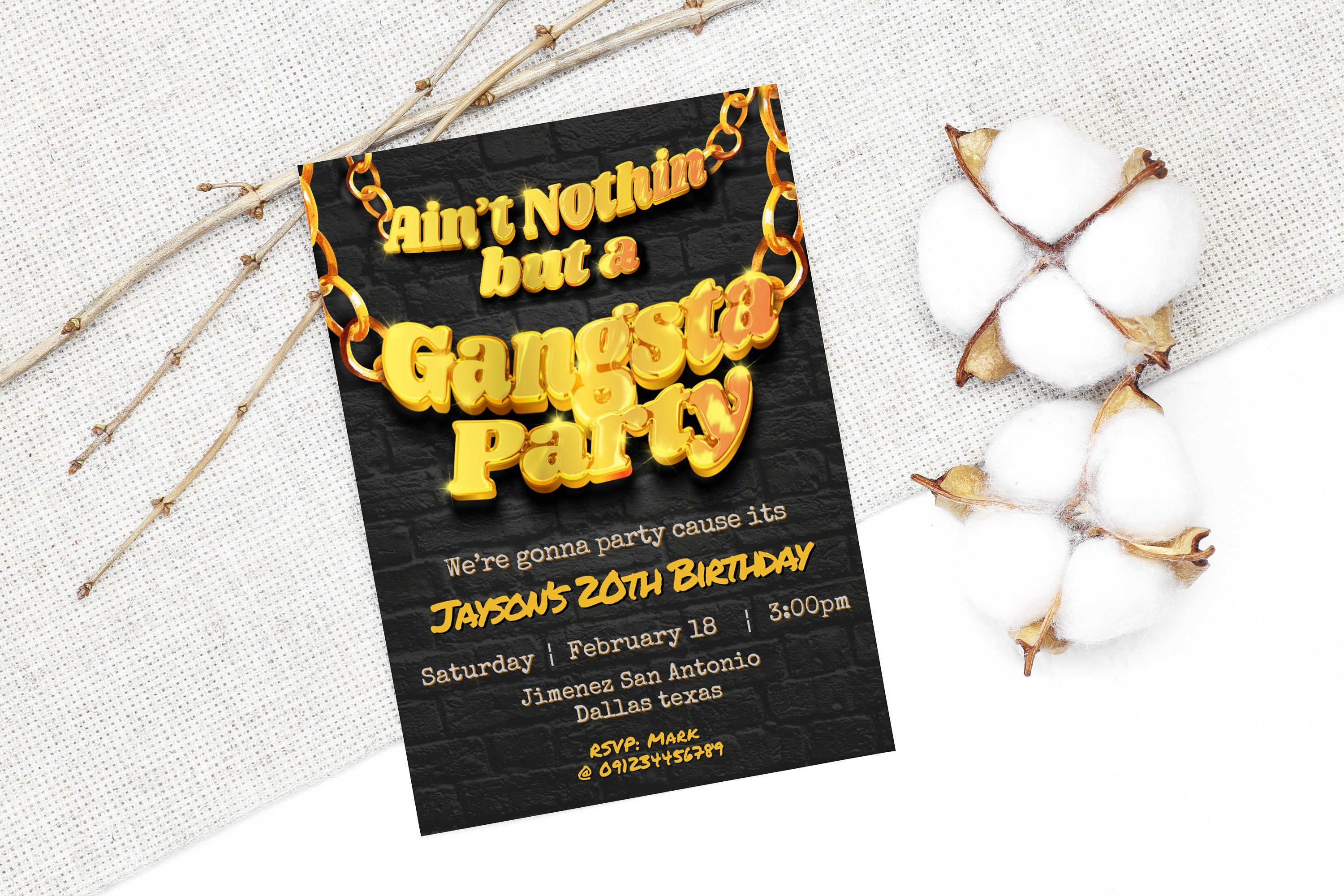 Gangsta Party - Hiphop Theme Invitation Canva Template - Etsy