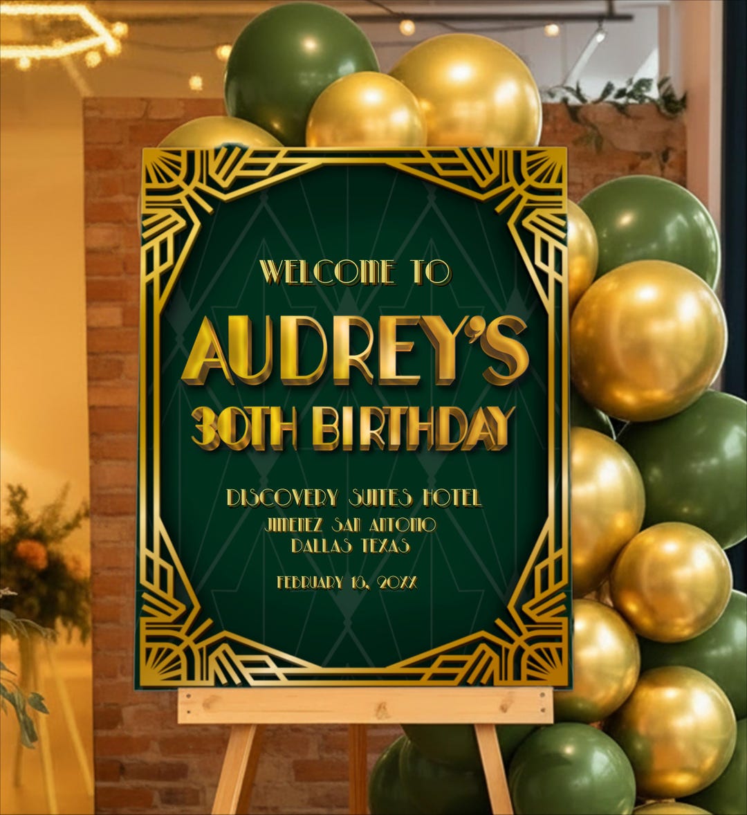 Roaring 1920s Gatsby Birthday Party Welcome Sign - Personalized Made to ...