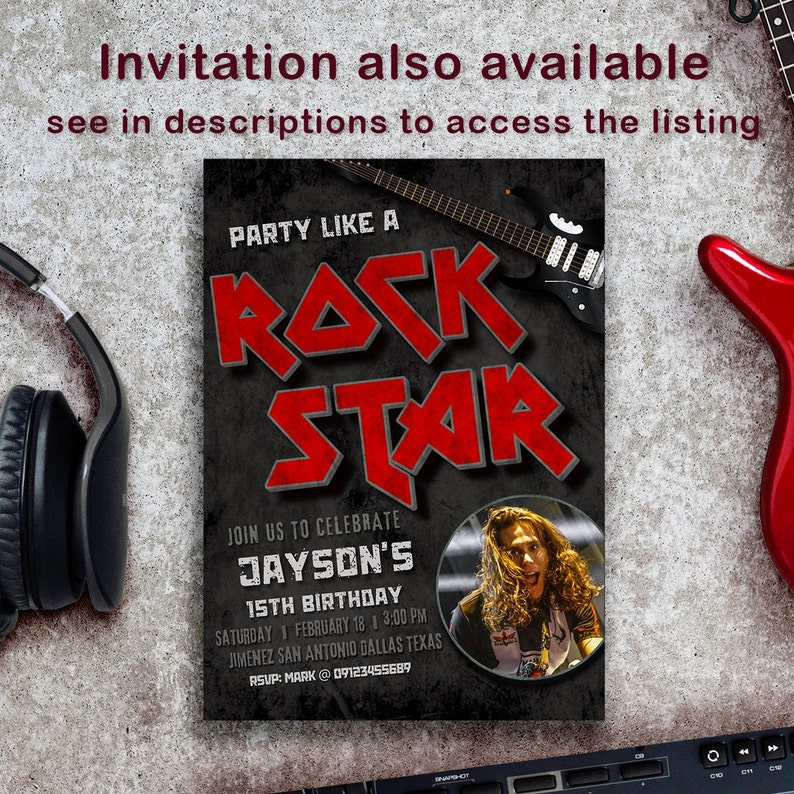 Rockstar Birthday Themed Rocker Digital Editable Welcome Sign With ...