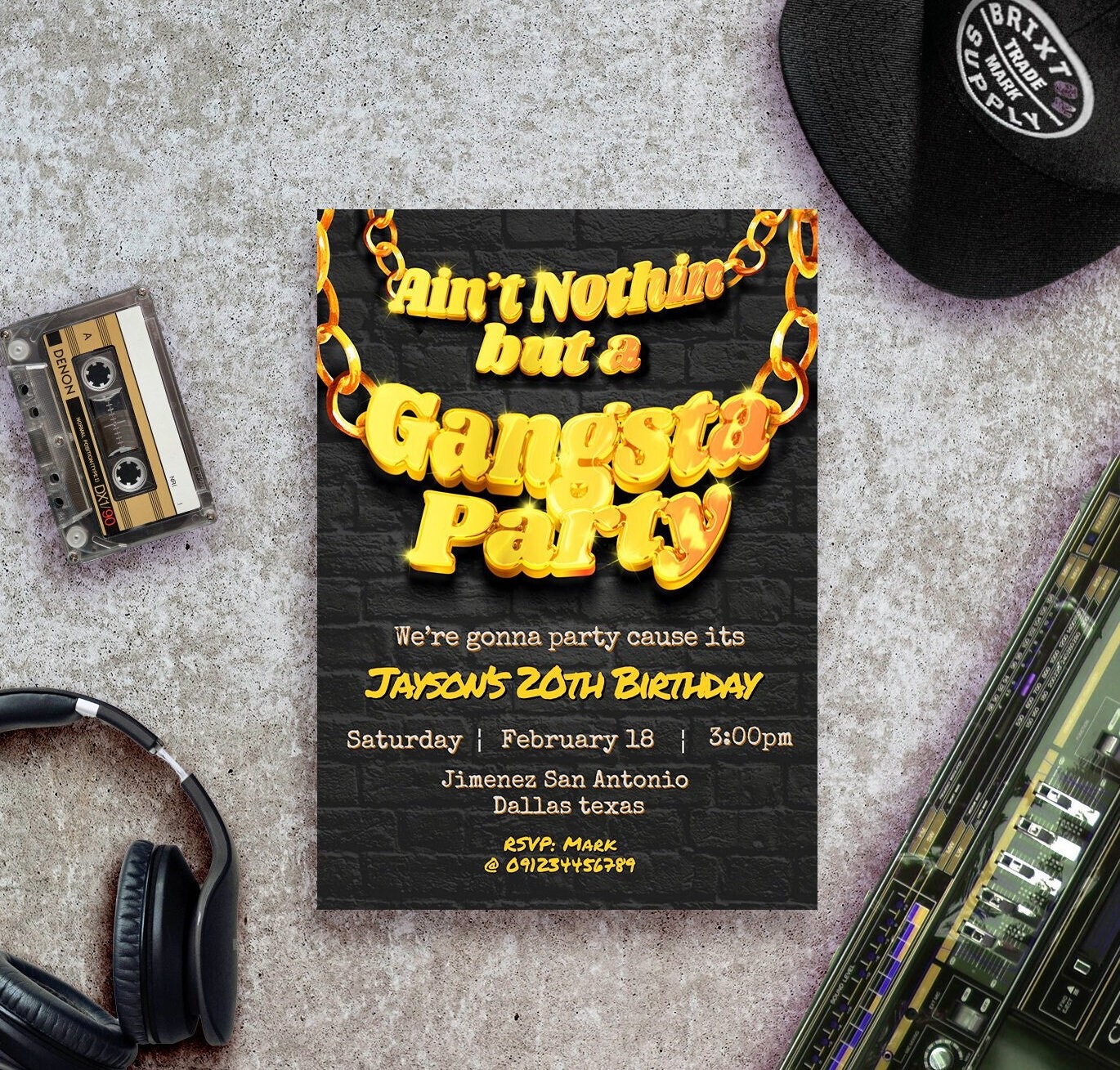 Gangsta Party - Hiphop Theme Invitation Canva Template - Etsy