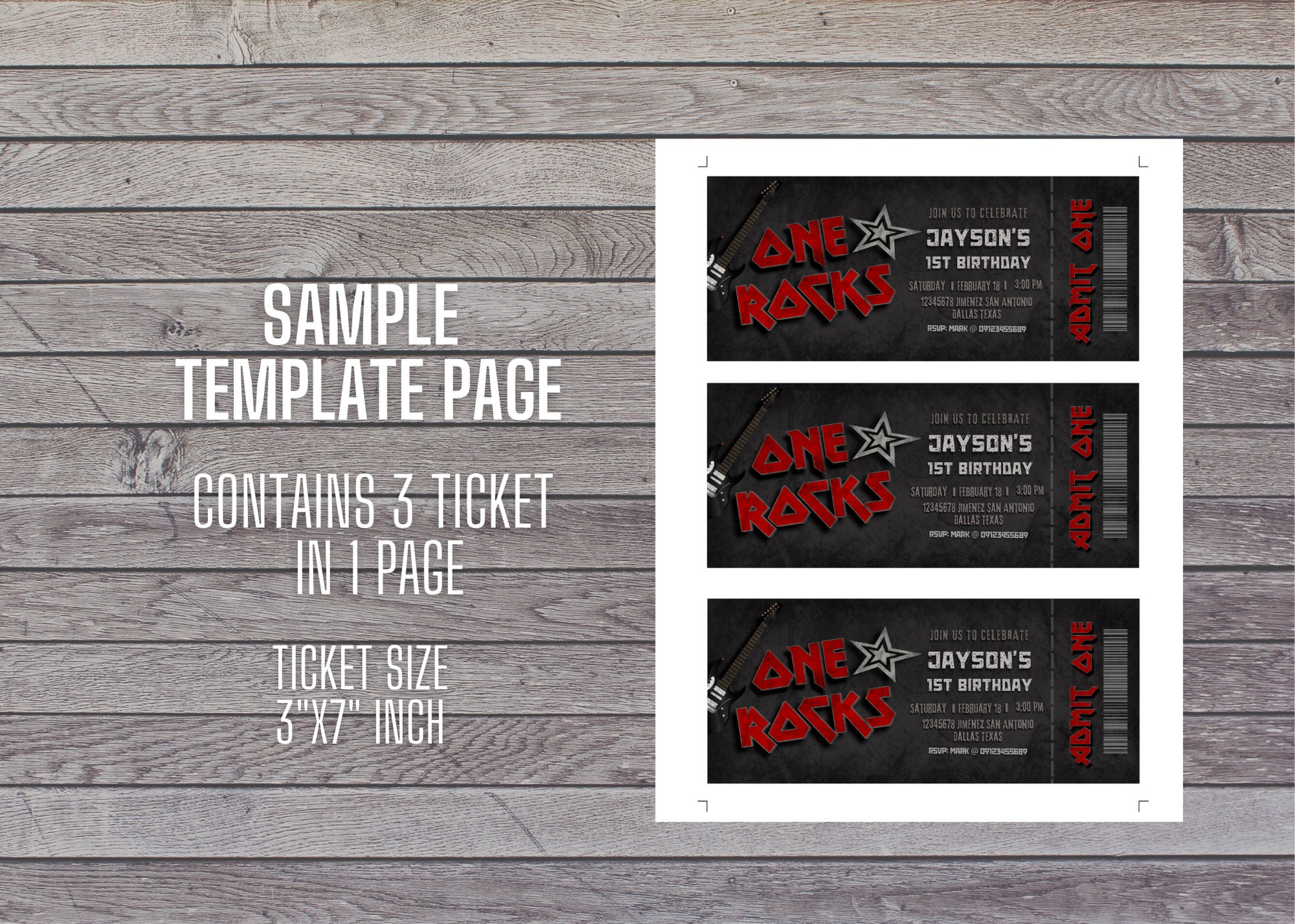 One Rocks - Rocked One Year - Rock and Roll - Boy 1st Birthday Digital ...