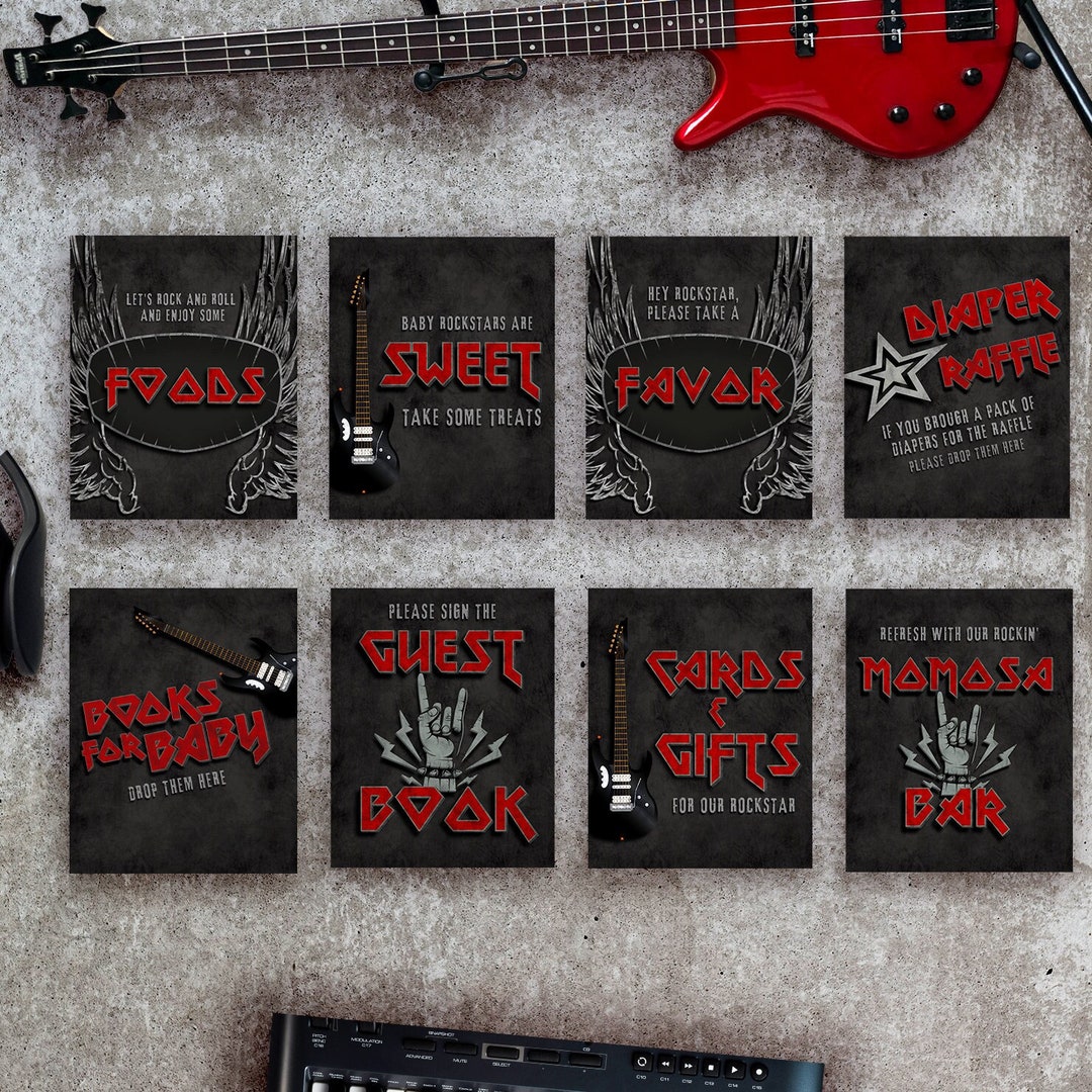 Born to Rock Baby Shower - Rockstar Theme Digital Editable Baby Shower ...
