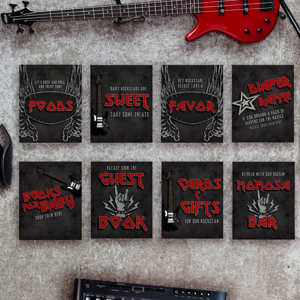 Born to Rock Baby Shower - Rockstar Theme Digital Editable Baby Shower ...