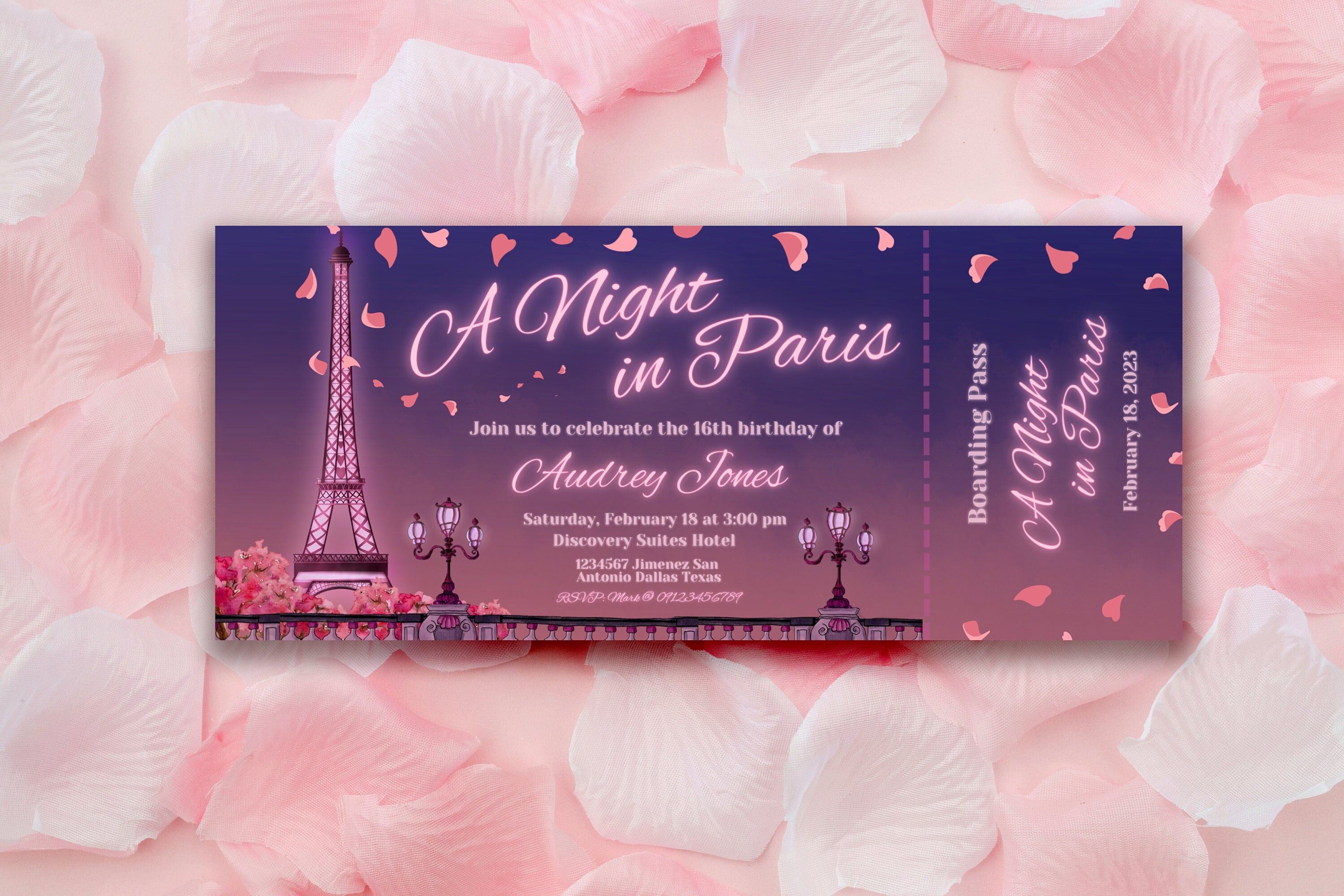 A Night in Paris Ooh La La Madamoiselle Eiffel Tower Paris Digital ...