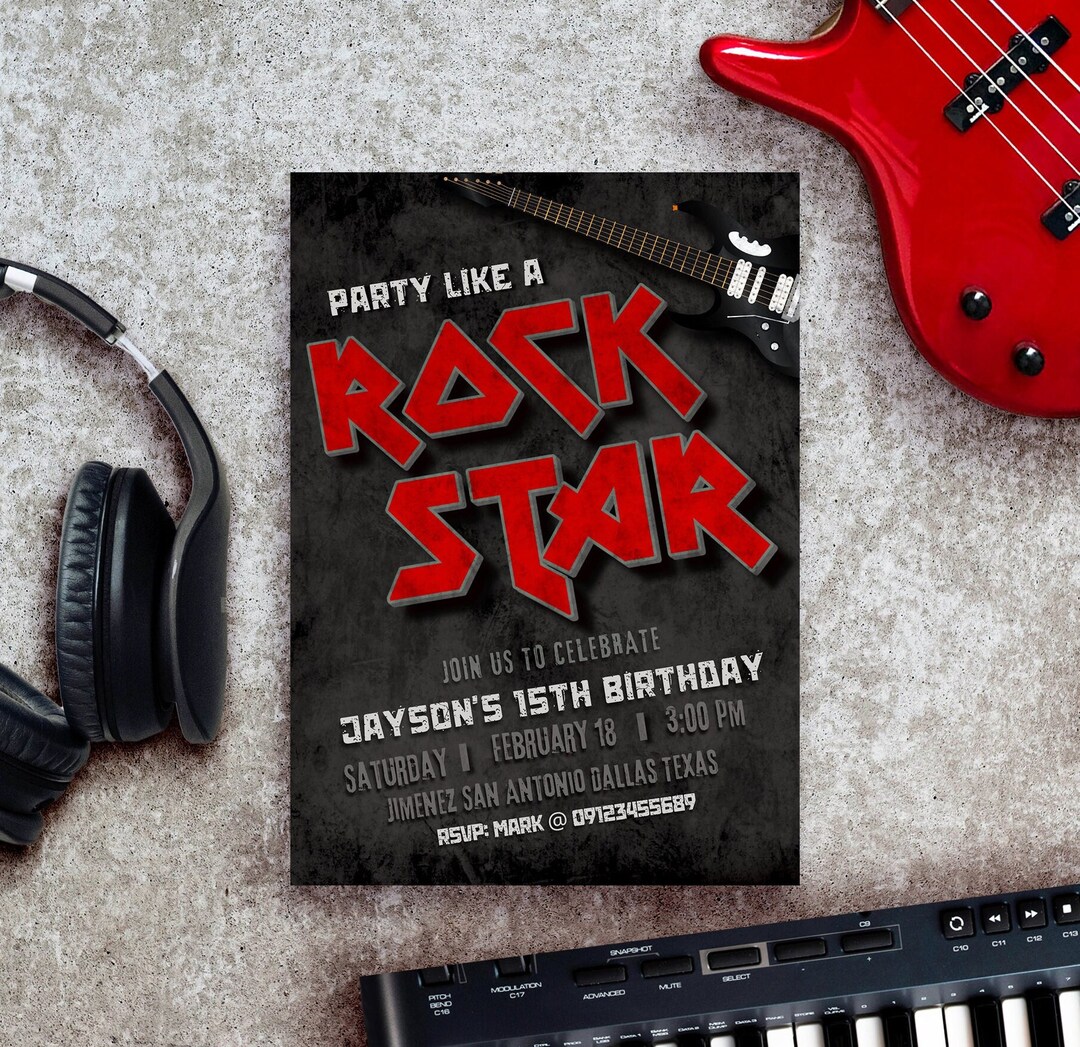 Rockstar Birthday - Rockstar Themed - Rocker Digital Editable ...