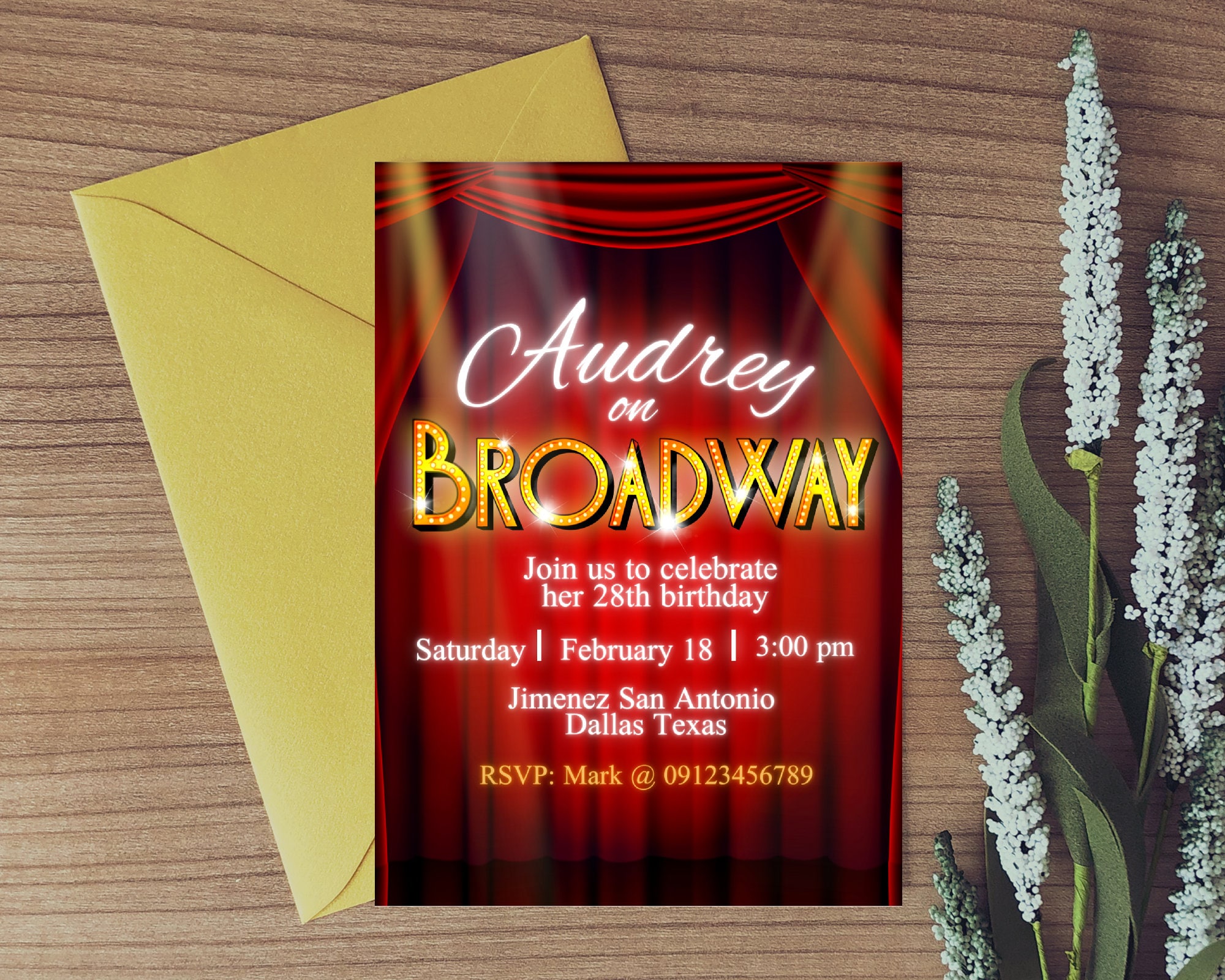 Broadway Theater Digital Invitation Canva Template - Etsy