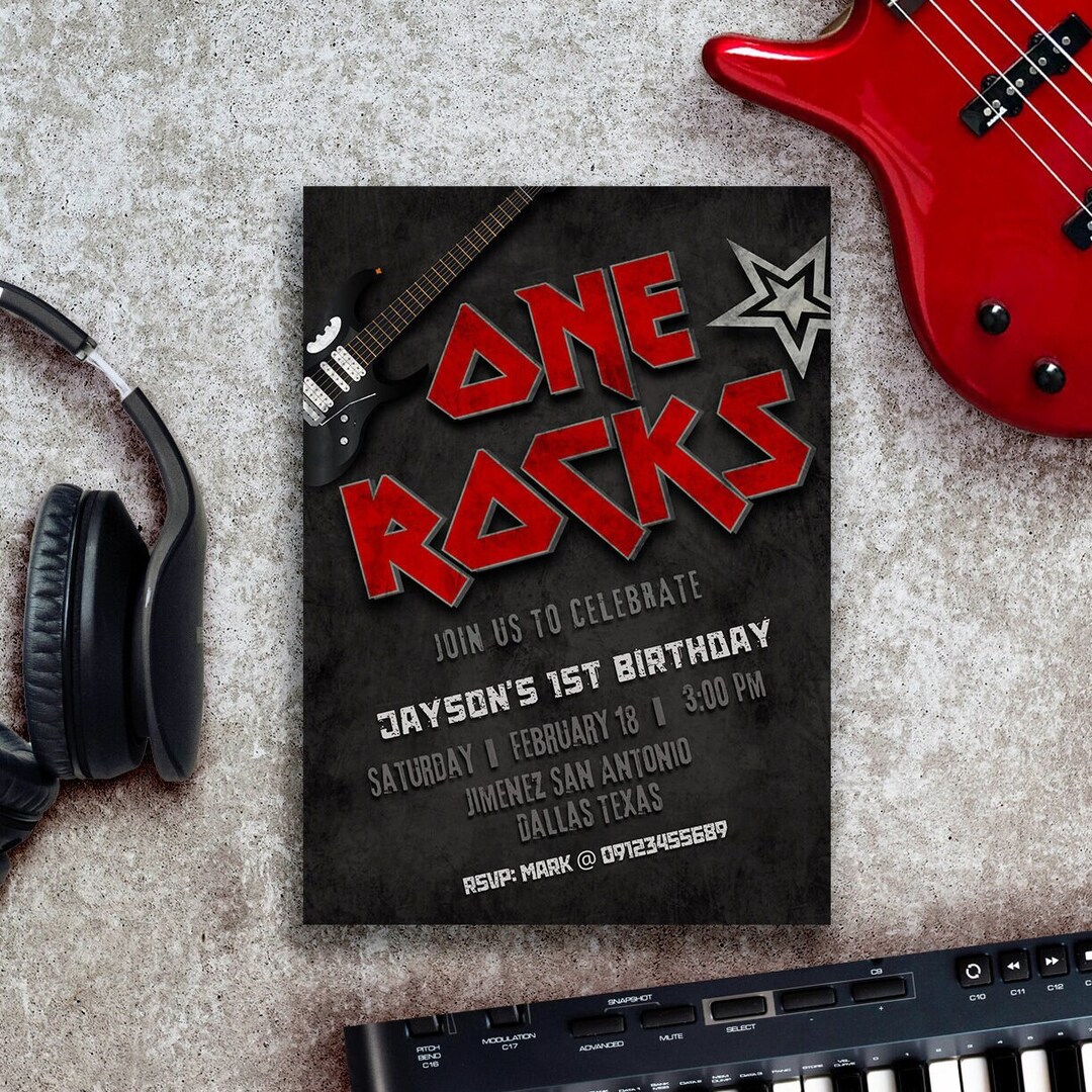 One Rocks Rocked One Year Rock and Roll Boy First Birthday Digital ...
