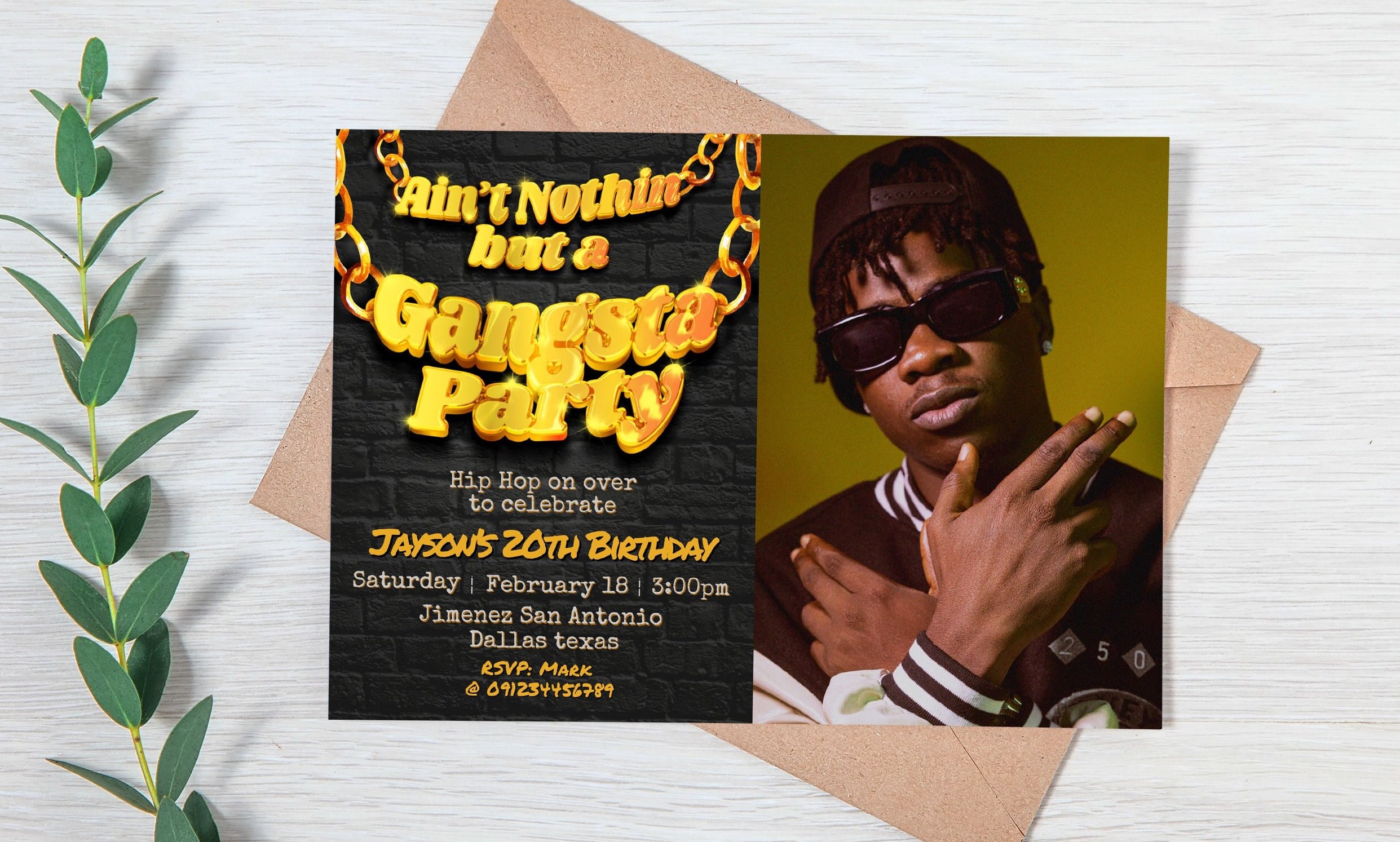 Gangsta Party Hiphop Theme With Picture Invitation Landscape Canva ...