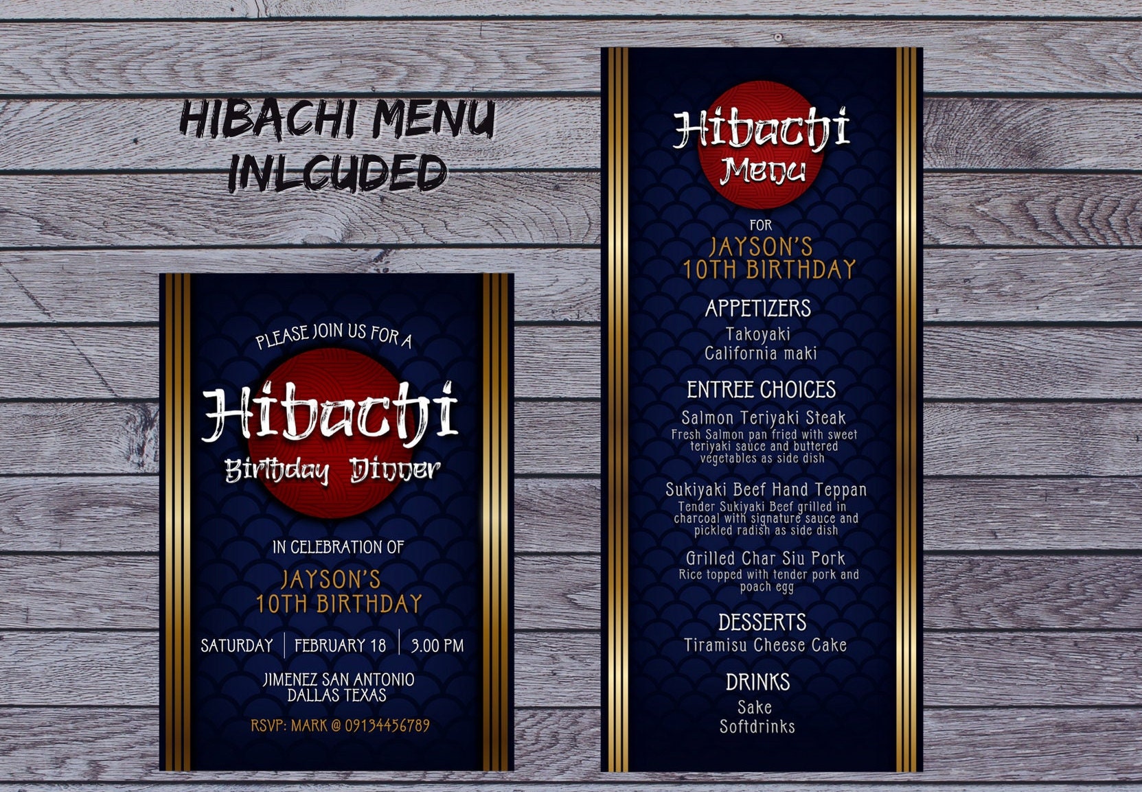 Hibachi Birthday Dinner With Menu - Japanese Theme Invitation Canva ...