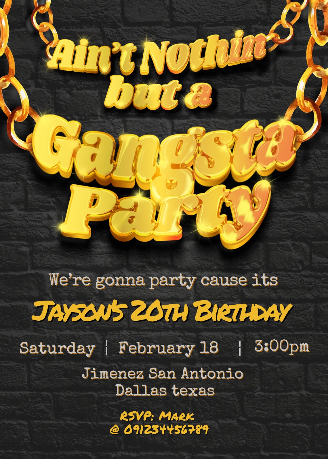 Gangsta Party - Hiphop Theme Invitation Canva Template - Etsy